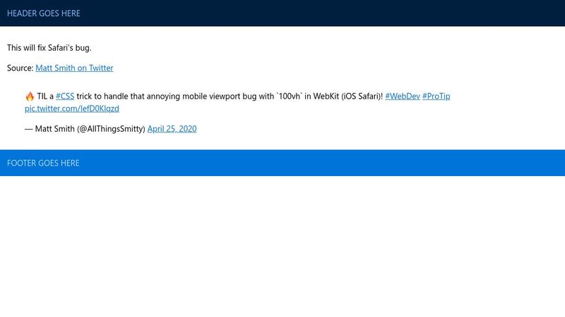 CSS Fix for 100vh Mobile ViewPort Bug