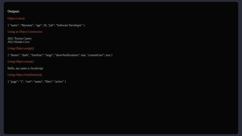 Methods for defining Objects