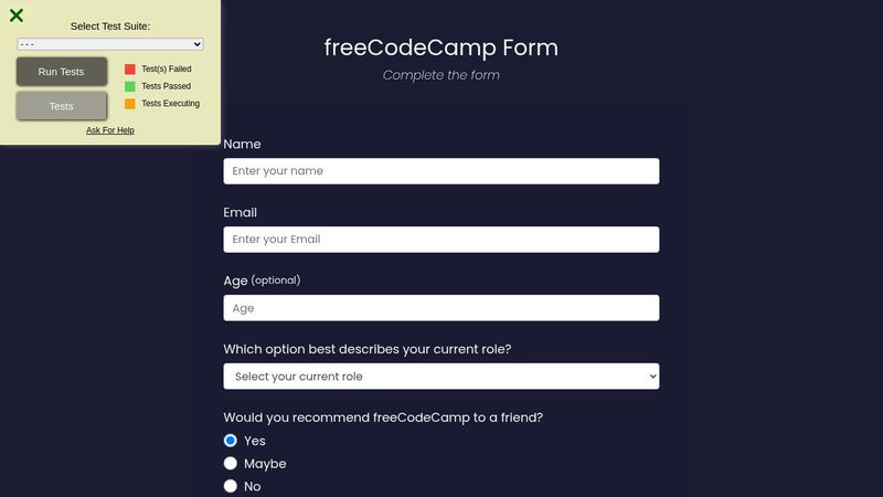 Survey form freecodecamp