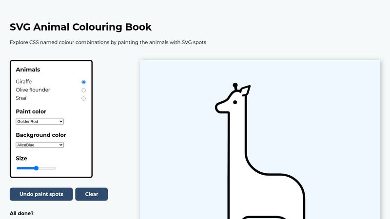 Animal Coloring Book with CSS