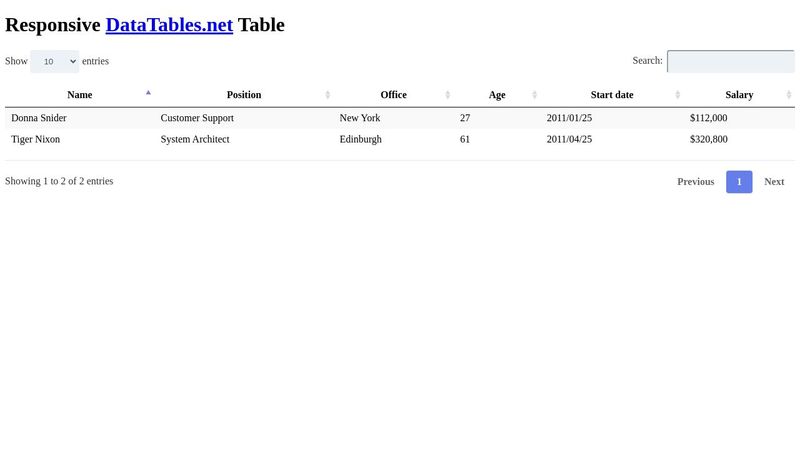 Datatable Tailwind CSS
