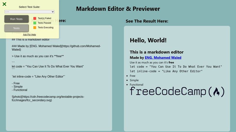 FCC: Markdown Previewer