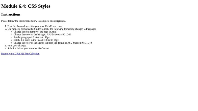 Module 6.4: CSS Styles