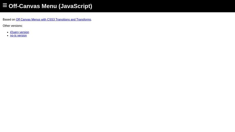 Off-Canvas Menu (JavaScript)