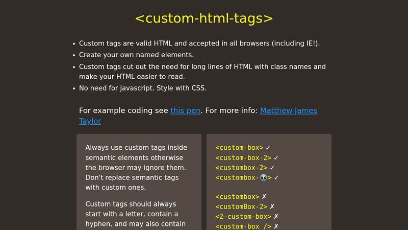 custom html tags