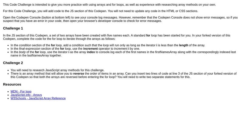 Code Challenge Js Review Loops And Arrays