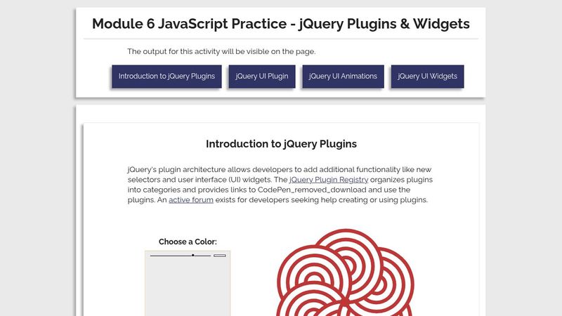 Module 6 Coding Activity - jQuery Plugins & Widgets - Summer 2023