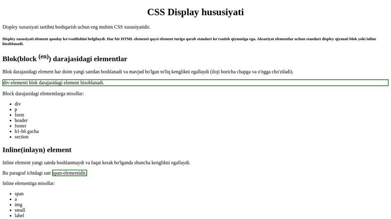 CSS Display