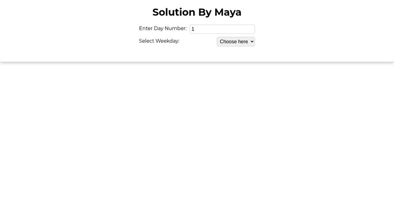 Modulo WeekDay Calculation Solution By Maya