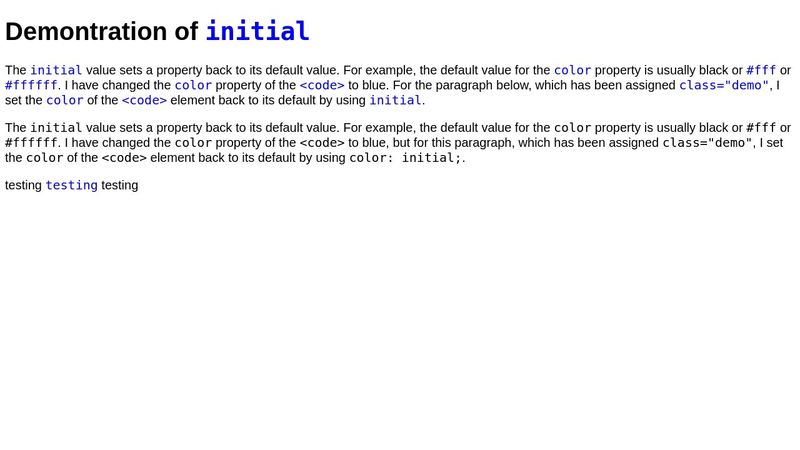 CSS initial Value