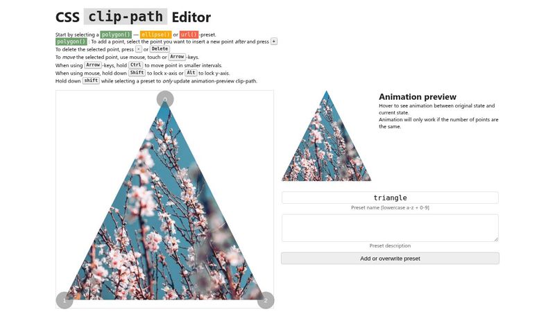 CSS clip-path Editor