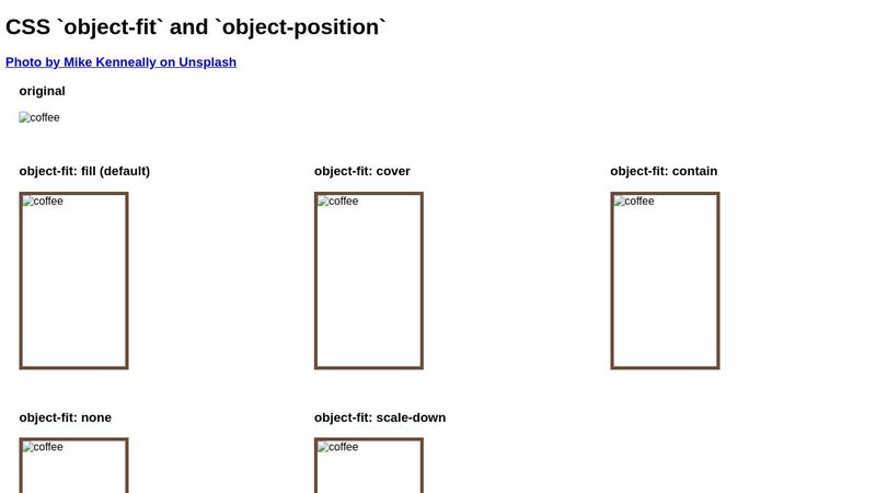 CSS object-fit and object-position