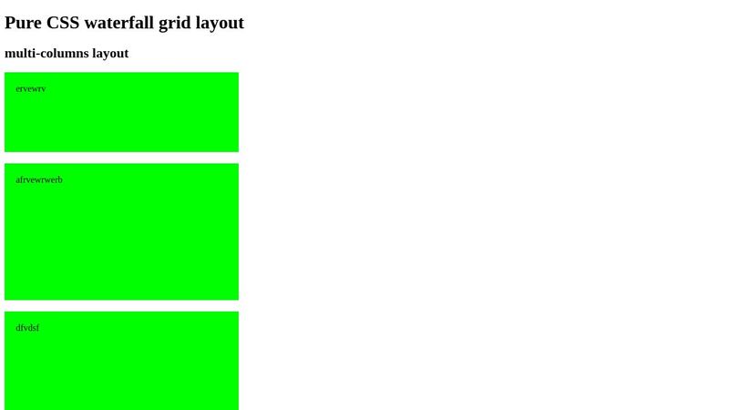 Pure CSS waterfall grid layout