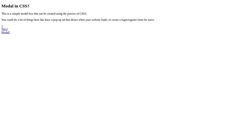 Pure CSS Modal On Page Load EDIT