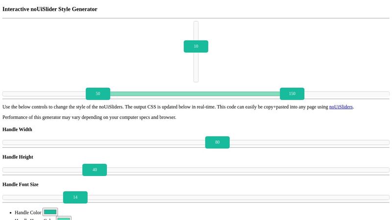 Interactive noUiSlider Style Generator