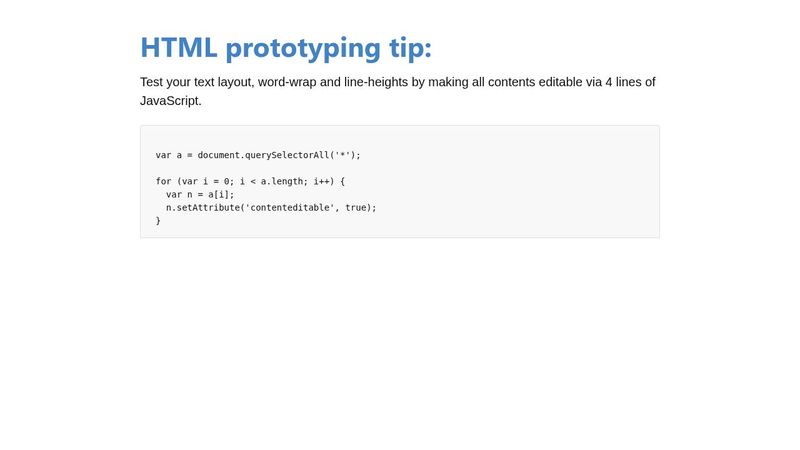 Set attribute contenteditable on all Elements with JavaScript