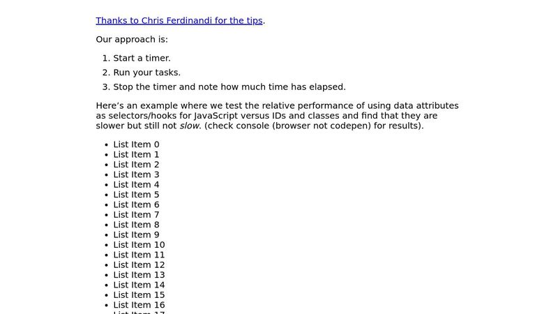 How to measure JavaScript performance