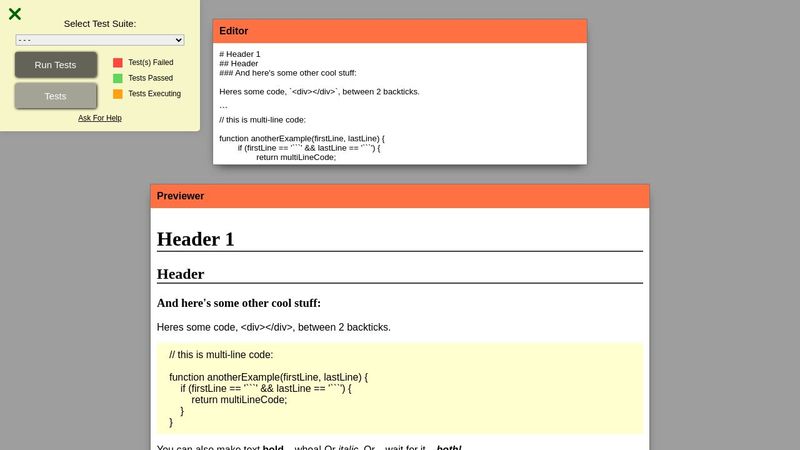 FreeCodeCamp Markdown Previewer (react)
