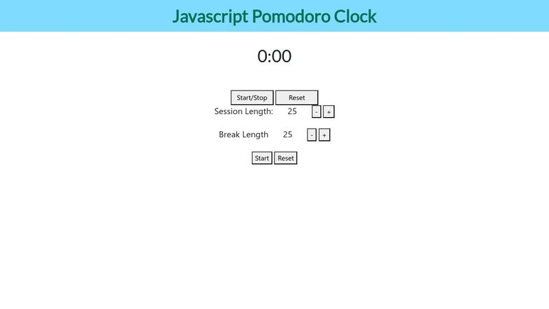 Javascript Pomodoro Clock