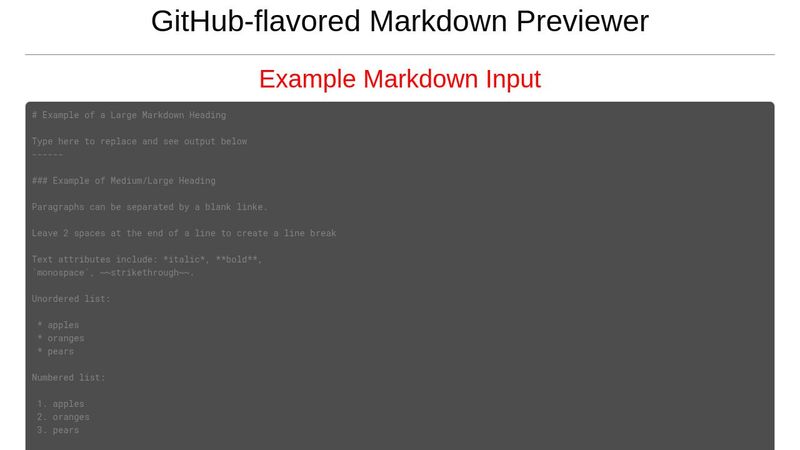 GitHub-flavored Markdown Previewer