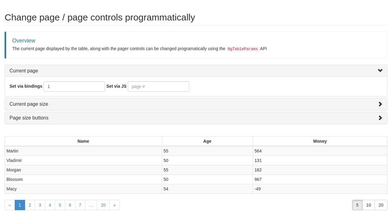 Change page / page controls programmatically
