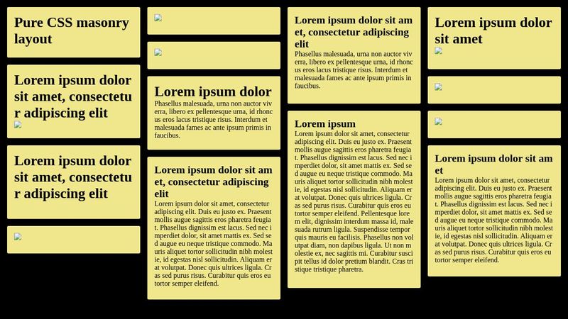 Pure CSS masonry layout