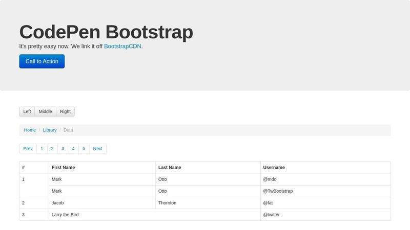 Example of Bootstrap on CodePen