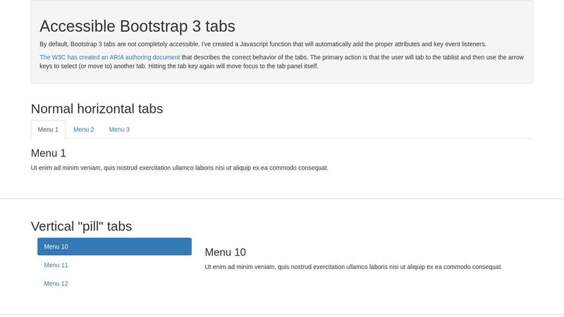 Accessible Bootstrap 3 Tabs