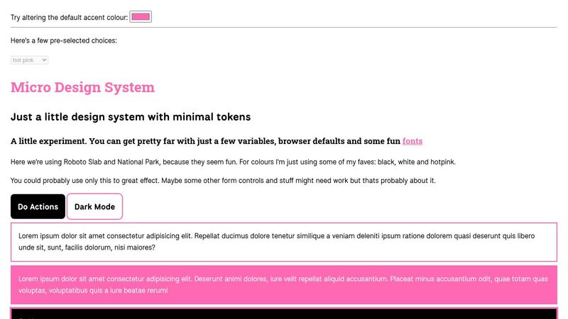 Micro Design System Using CSS Custom Properties or 'Tokens'