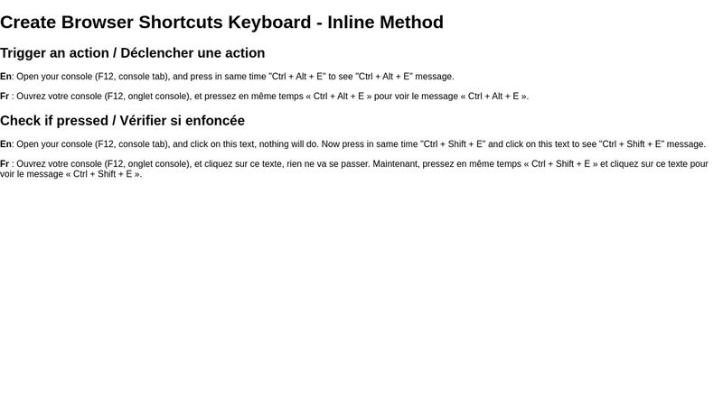Create Browser Keyboard Shortcuts - Inline Method