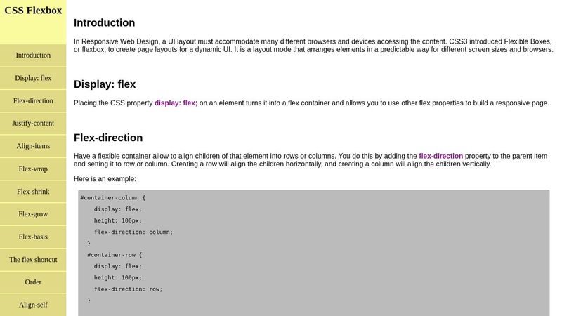 CSS Flexbox documentation