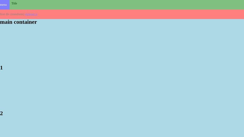 Touch slideout navigation menu / panel