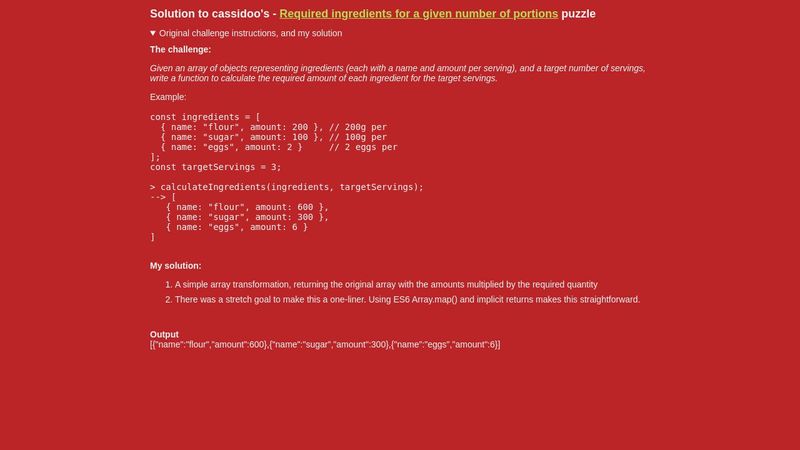 Required ingredients (Cassidoo)