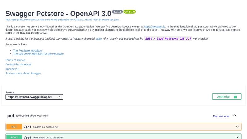 Swagger OpenAPI Standalone HTML Demo