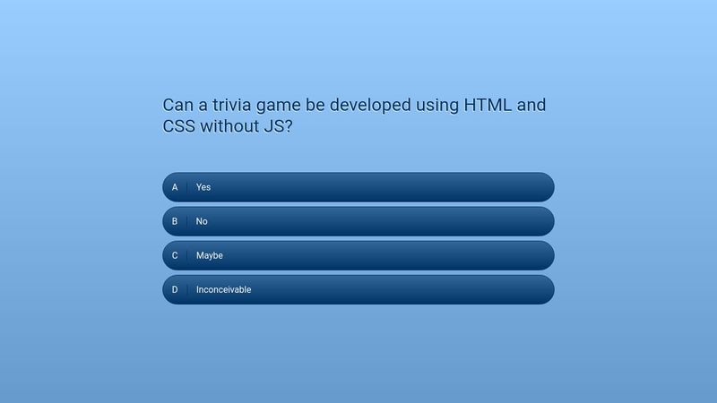 Trivia game developed with HTML+CSS (no JS) - II
