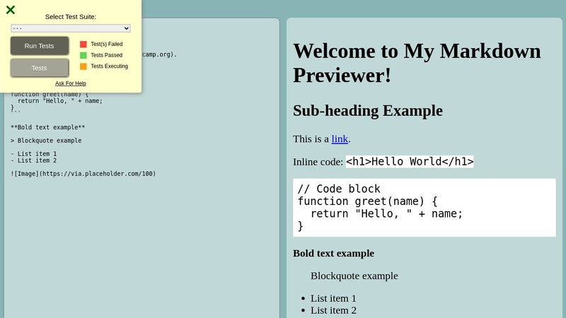 FreeCodeCamp | Markdown Previewer