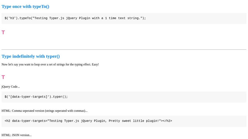 Typer.js - jQuery plugin for Typing Effect