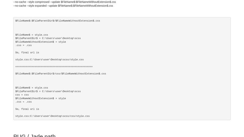 PhpStorm Sass, PUG/Jade Path