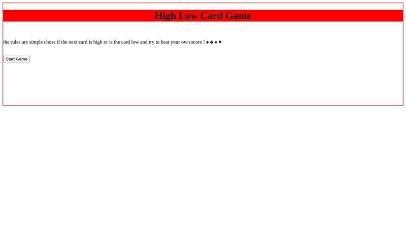 High-Low-Card Game