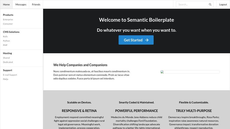 Semantic UI - Dashboard