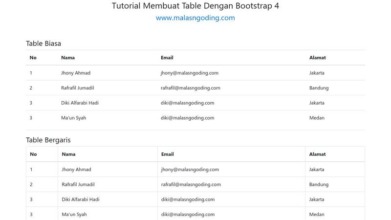 Table Bootstrap 4