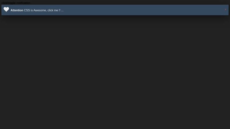 CSS only animated popup notification