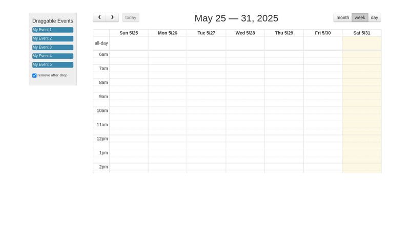 Drag an event from FullCalendar to trash or back to external list