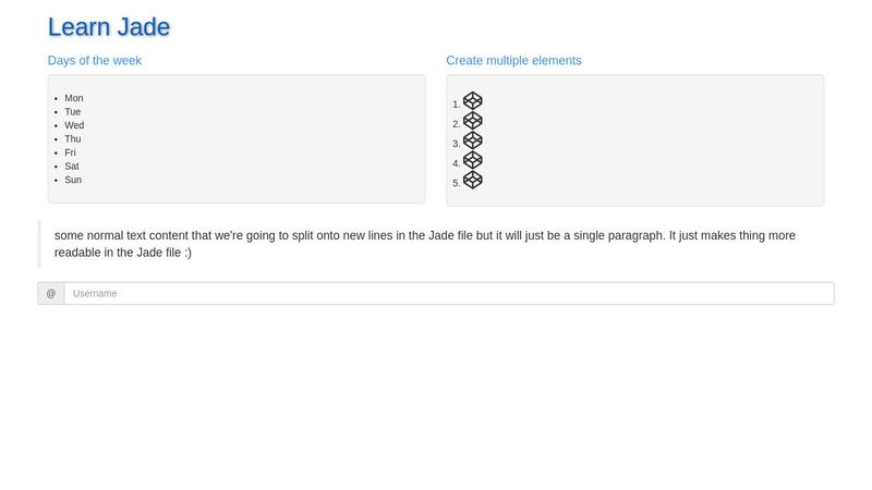 Jade templating language examples