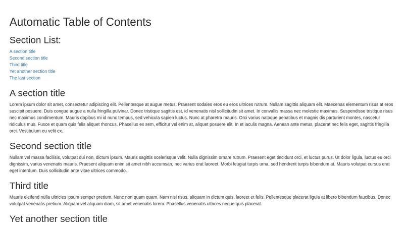 Automatic Table of Contents (CSS Tricks)