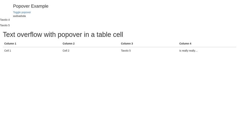 Text overflow popover in a table cell