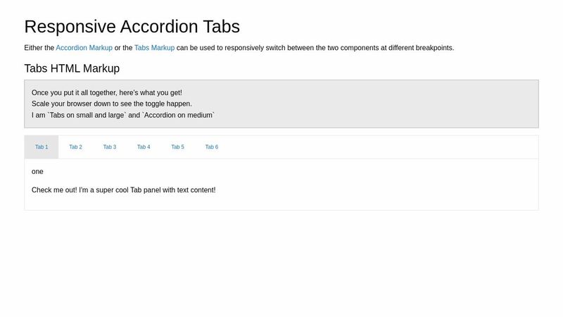 Foundation - Responsive Accordion Tabs - Tabs HTML Markup (CSS/Flex Example)