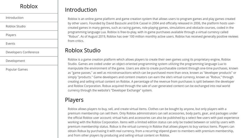 Roblox Documentation