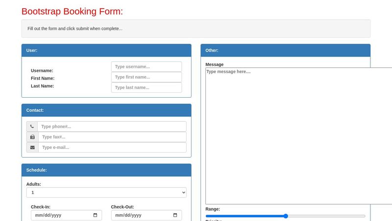 Bootstrap booking form assignment