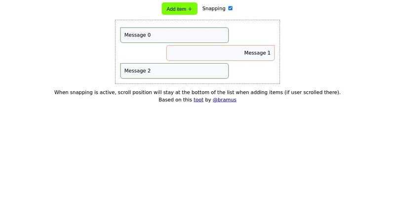 Stay at Bottom of Appending List using CSS Scroll Snapping